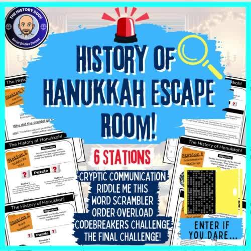History of Hanukkah Escape Room Lesson Plan Activity Printable! | TPT