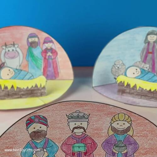 Nativity Diorama Craft - Christmas Religious Craft - Coloring Activity