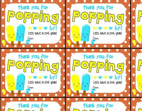 Popsicle Open House Gift Tag- Thank you for popping by! Let's have a ...