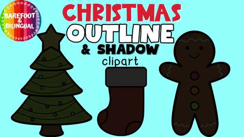 Christmas Outline & Shadow Clipart | Christmas Clipart for Crafts and ...