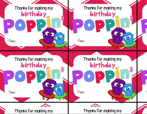 Cute Ring Pop Birthday Gift Tag (Thanks for making my birthday poppin')