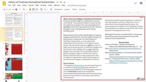 History of Christmas Informational Text, Quiz, & Writing | Distance ...