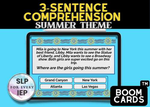3-Sentence Summer Stories with Comprehension Questions-Boom™ Deck