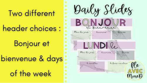 French Daily Slides - Marble Theme by FLE avec MmeD | TPT