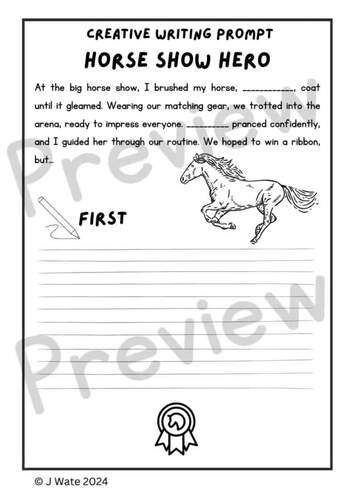 Creative Writing Templates & Equestrian Writing Prompt Worksheets