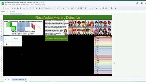 Google Sheets 3rd Grade Mystery Detective Place Value Review | TPT