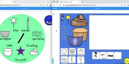 Spin and Build a Cupcake: Sentence Strip Boom Cards™ | Core Words