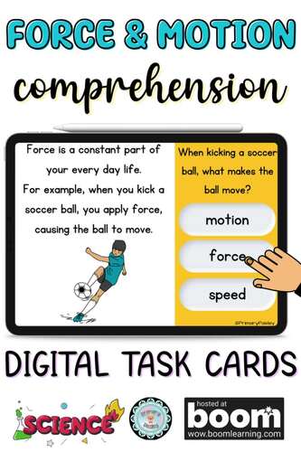 Force and Motion: Reading Comprehension Boom™ Cards by Primary Paisley