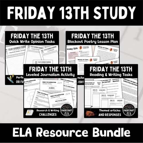 Friday 13th BUNDLE of Bellringers, Poetry, Comprehension and Writing Tasks