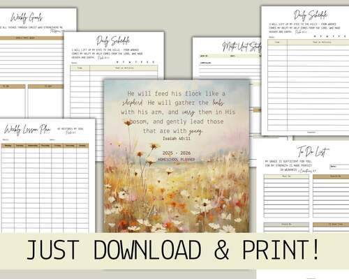Christian Homeschool Planner Printable, Gospel Based Lesson Planner ...