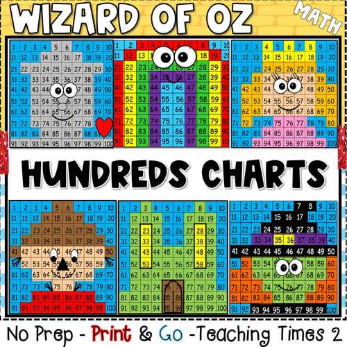 Hundreds Charts | Wizard of Oz | Math Centers | Math Review | Color by ...