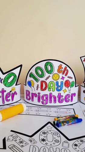 100th Day of School Crown Craft, 100 Days of School Hat Coloring Pages ...