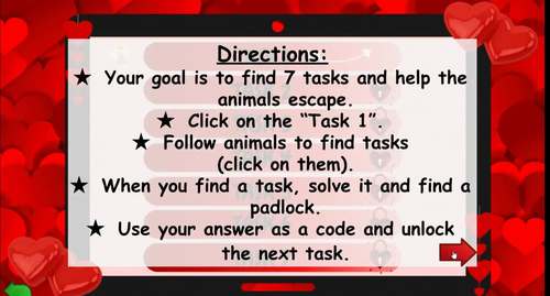 Valentine's Day DIGITAL Math Escape Room - Solving Multi Step Equations ...