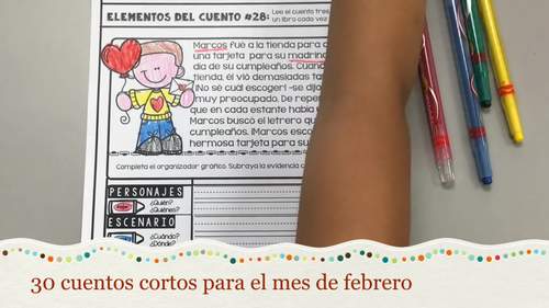 FEBRUARY READING COMPREHENSION: STORY ELEMENTS IN SPANISH by Bilingual Bee