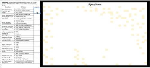 Digital The One & Only Ivan Novel Study Google Form Comprehension ...