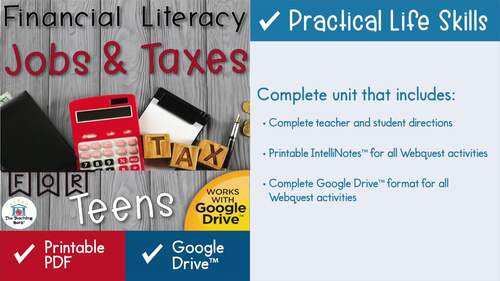 Financial Literacy Jobs and Taxes for Teens Unit by The Teaching Bank