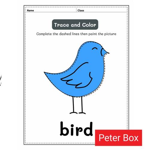 Color Tracing Worksheets, Trace and Paint Activity for Kindergarten ...