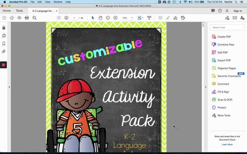Early Finisher or GATE Reading Enrichment Activities - K 1st 2nd Grade