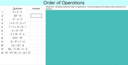 Order of Operations Digital Activity Pixel Art - Cat by Try-Angle Math