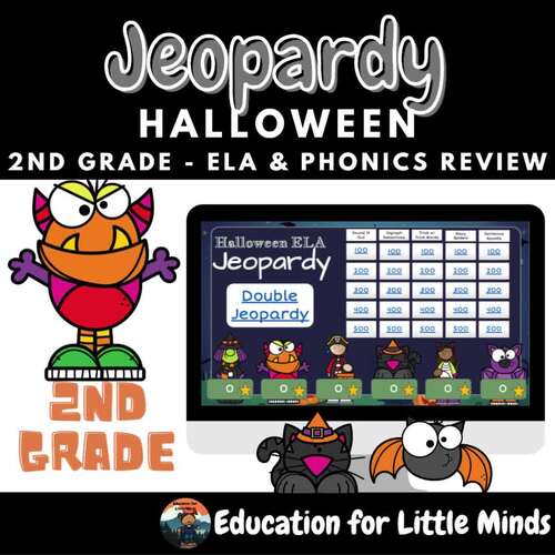 2nd Grade Halloween Jeopardy Review Game | Beginning of Year Phonics & ELA
