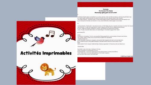 FRENCH Music WORKBOOKS and other printable activities CARNIVAL of the ...