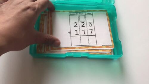 Three Digit Addition with regrouping | Adaptive Math Fact Fluency TaskCards