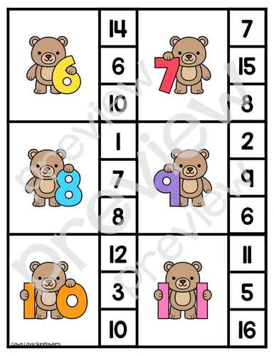 Bear Clip Cards Numbers 0 to 20 - Number Recognition With Practice ...