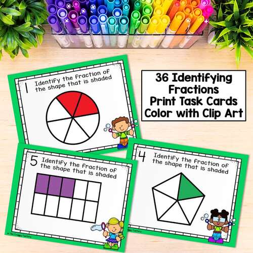 Identifying Fractions Task Cards Print Version | Fraction Activity