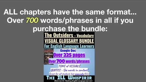 The Outsiders: The ULTIMATE Visual Glossary BUNDLE, ELLs, English ...