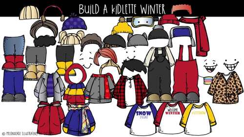 Build A Kidlette clip art, Winter GIANT set by Melonheadz Clipart