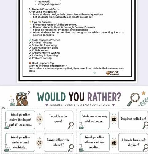 Would You Rather | End of Year Activity | Middle Grades Science by Hoot ...