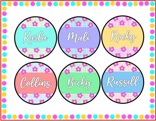 Printable Bright Flower Theme Student Name Tags, Name Signs,Classroom ...