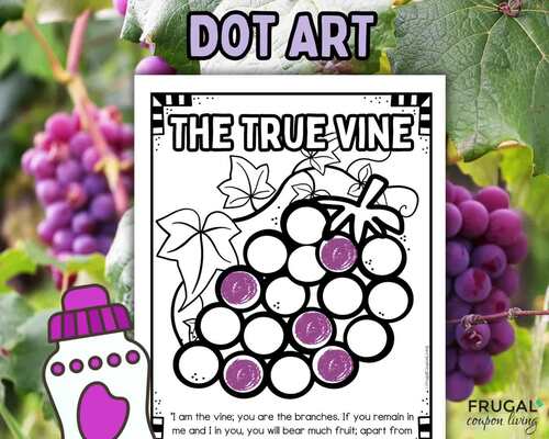 Vine and Branches Dot Art Craft, John 15:5 Jesus' Parable The True Vine ...