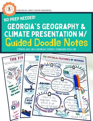 Georgia's Geography & Climate Guided Doodle Notes AKS 30 | TPT