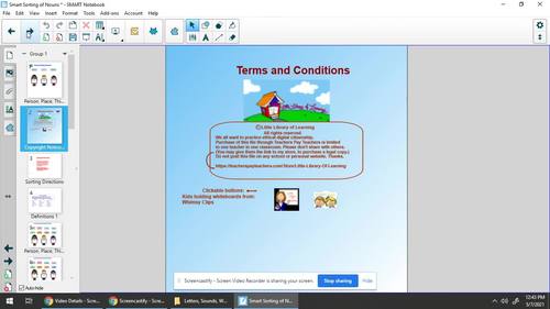 Sorting Nouns (Person, Place, Thing) Smart Board™ Activity | TPT