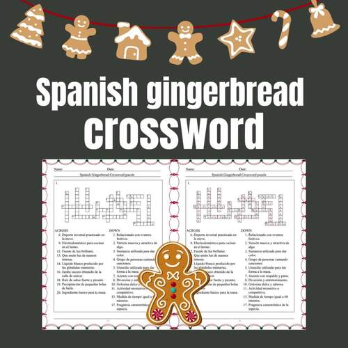 Christmas Gingerbread Spanish Crossword Puzzle | Navidad Vocabulary ...