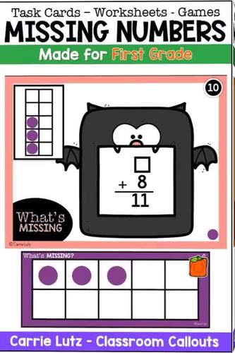 Halloween Missing Addends: Task Cards, Worksheets & Games | TPT