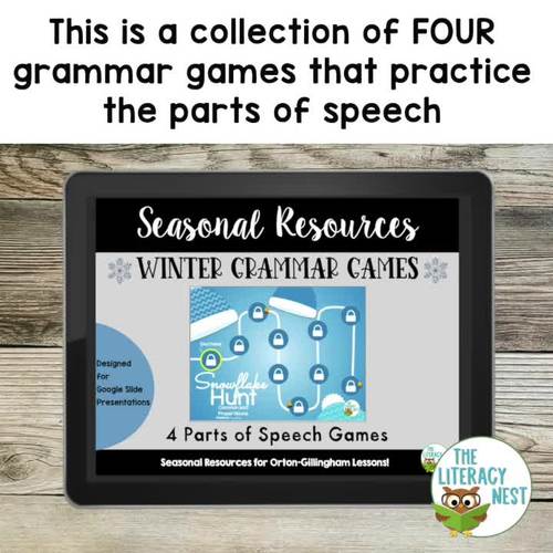 Winter Activities Parts of Speech Practice by Emily Gibbons The ...