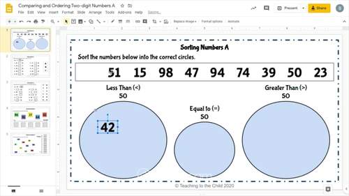 Digital Comparing and Ordering Two-digit Numbers | Distance Learning