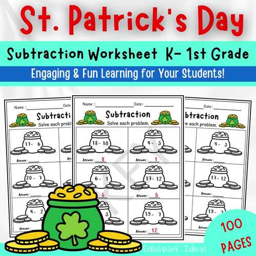 St. Patrick’s Day Subtraction Worksheet – Fun Math Activity! for K ...