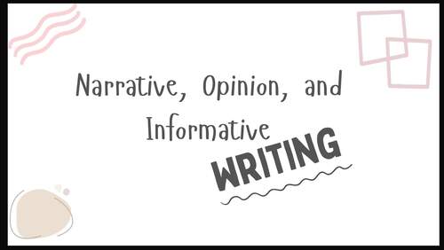 Narrative, Opinion, and Informative writing by Teacher Elena Vivanco