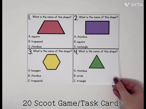 2D Shapes Identifying 2 Dimensional Attributes Scoot Game Task Cards ...