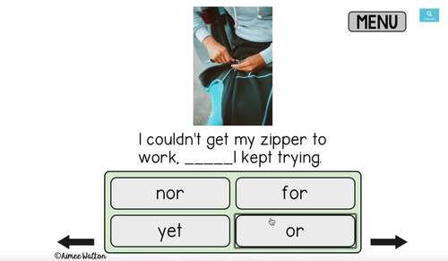 Coordinating Conjunctions for Sentence Building Speech Boom Cards™