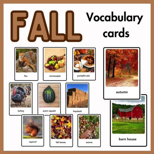 Fall Autumn Vocabulary Words ESL Picture Cards Flash Cards With REAL Photos