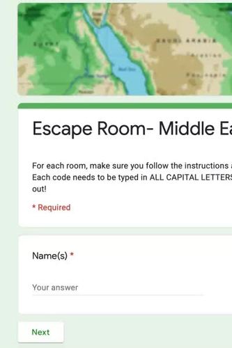 Middle East Geography Digital Escape Room, Breakout Room, Distance Learning