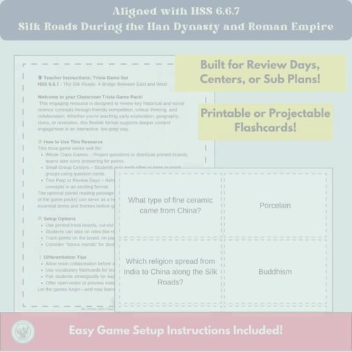 HSS 6.6.7 Trivia Game: The Silk Roads: A Bridge Between East and West
