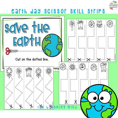 Earth Day Fine Motor Cutting Practice by The Blooming Mind | TPT