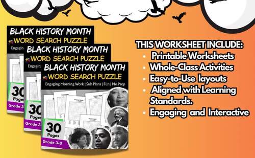 Fun Black History Month Word Search Puzzles Activities 4th,5th,7th,8th ...