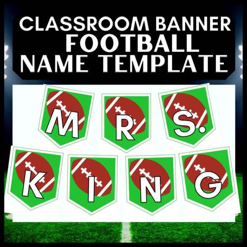 Printable Football Name Banner → Editable Bulletin Board Decor All Letters