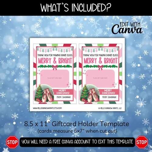 Dance Teacher Ballet Christmas Gift Card Holder, Holiday Dance Coach ...